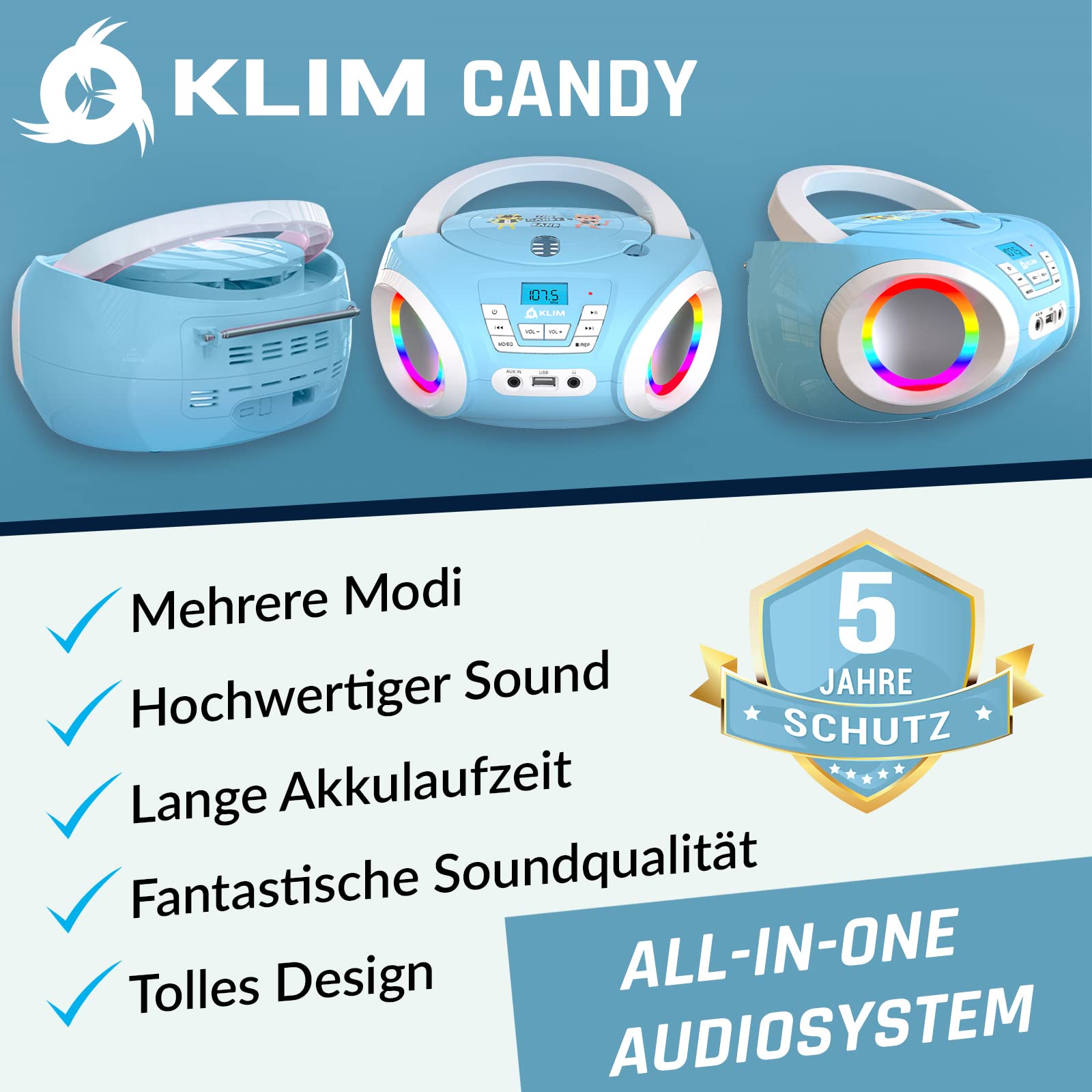 Snapklik.com : KLIM Candy Kids Boombox CD Player For Kids + New + FM ...