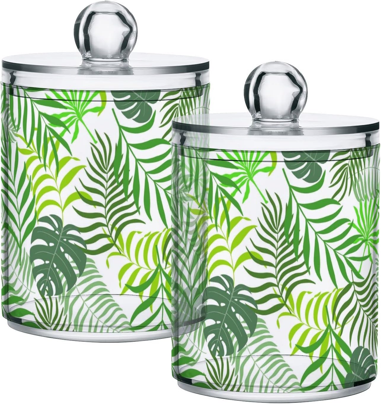Amazon.com: xigua 2 Pack Tropical Leaves Apothecary Jars with Lid, Qtip ...