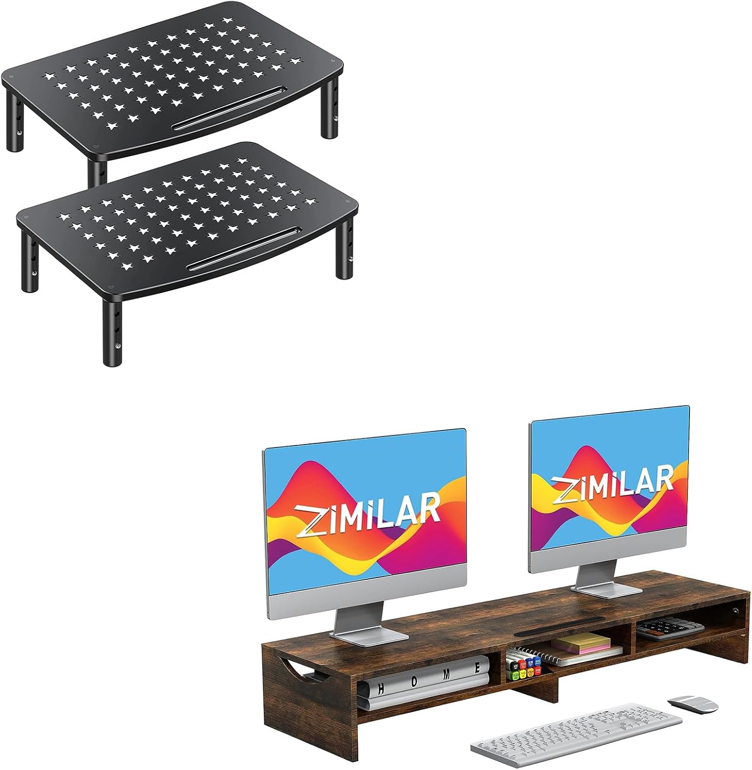 Amazon.com: Zimilar 2 Pack Monitor Stand 3 Height Adjustable + Large ...