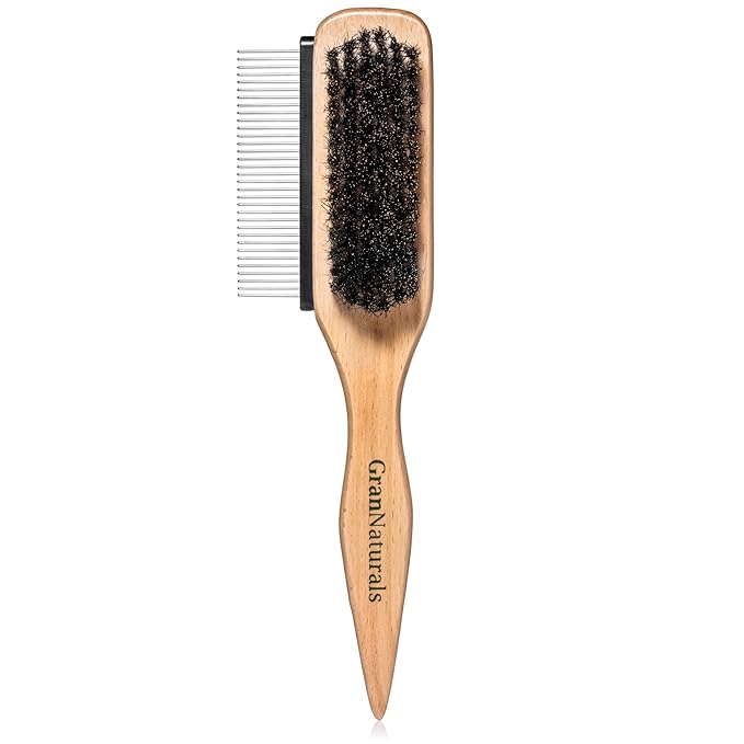 Amazon.com : GranNaturals Boar Bristle Slick Back Hair Brush w/ Comb ...