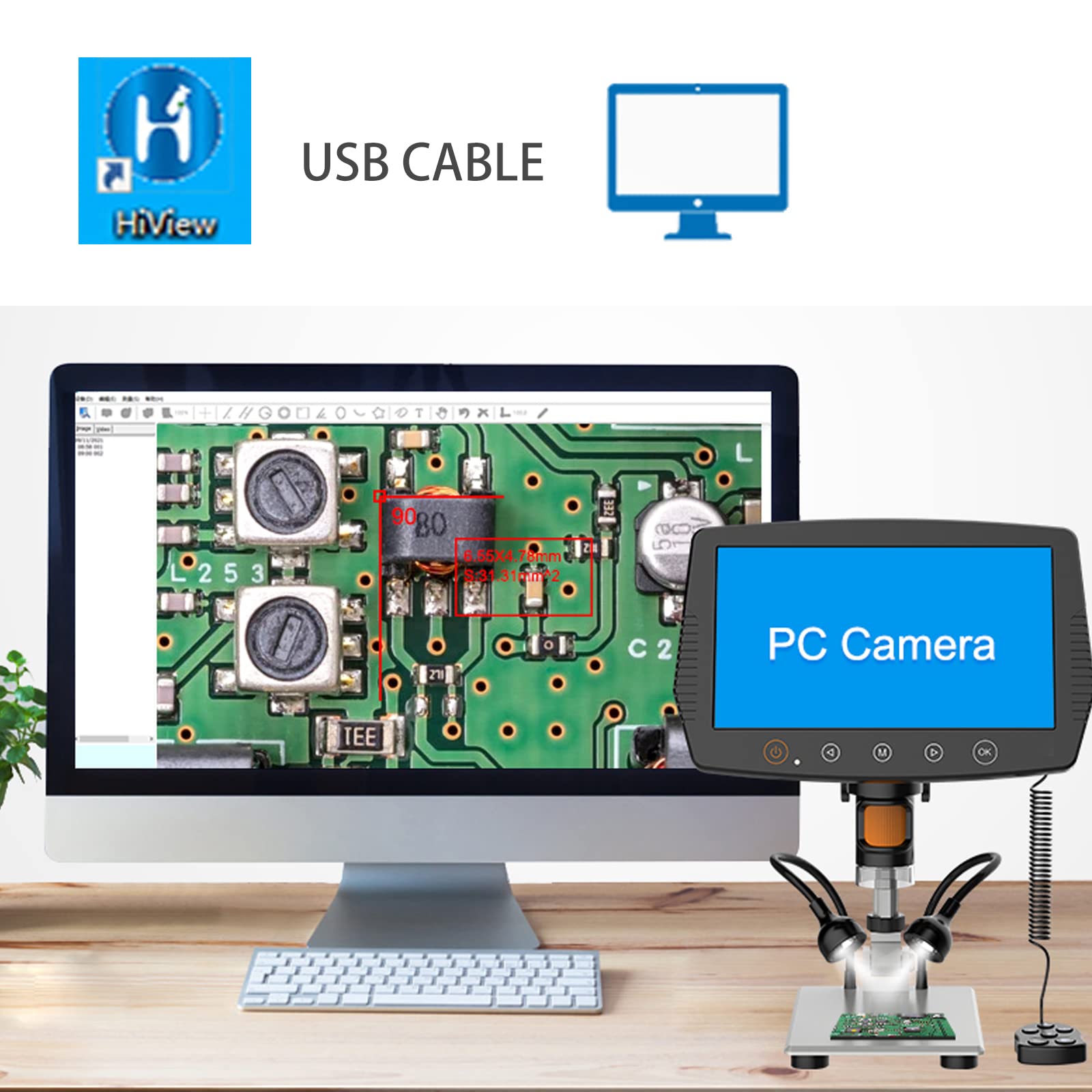 9'' LCD Digital Microscope 1200X, 1080P Coin Microscope with 12MP ...