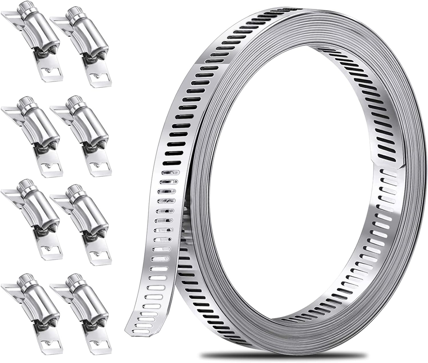 Maziigou Hose Clamp, 11.5 Feet Hose Clips with 9 Fasteners, Stainless ...