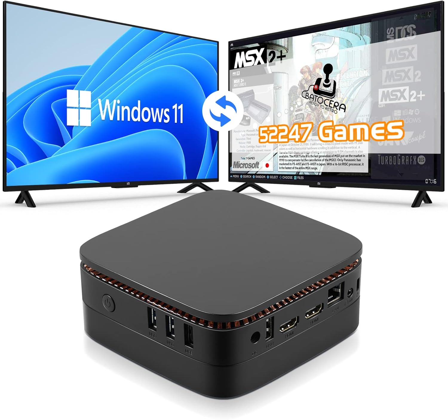 Amazon.com: Mini PC with 2T Game HDD, 52247 Retro Games, 84 Emulator ...