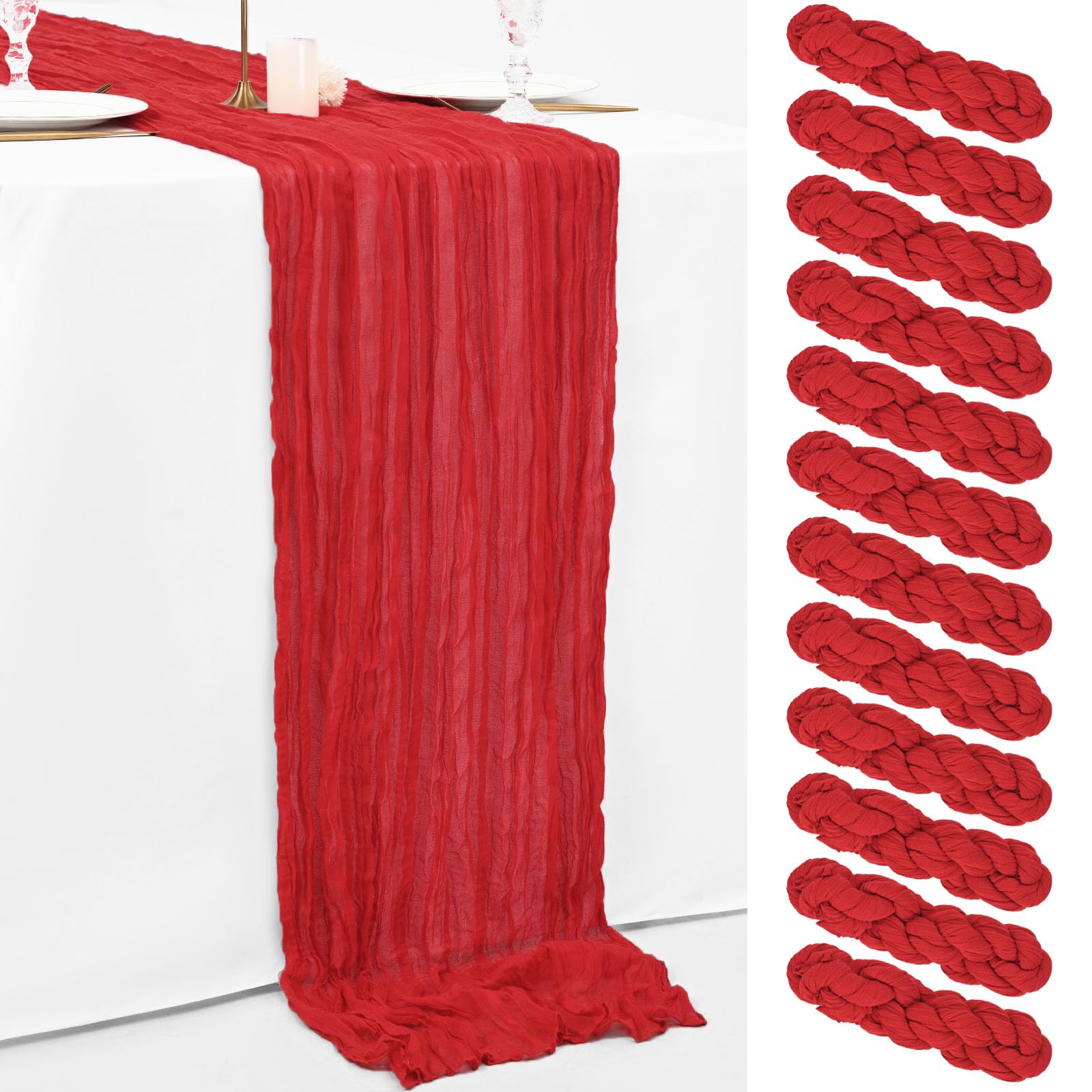 Amazon.com: 12 Pack 10Ft Red Cheesecloth Table Runner 35 x 120 inch ...