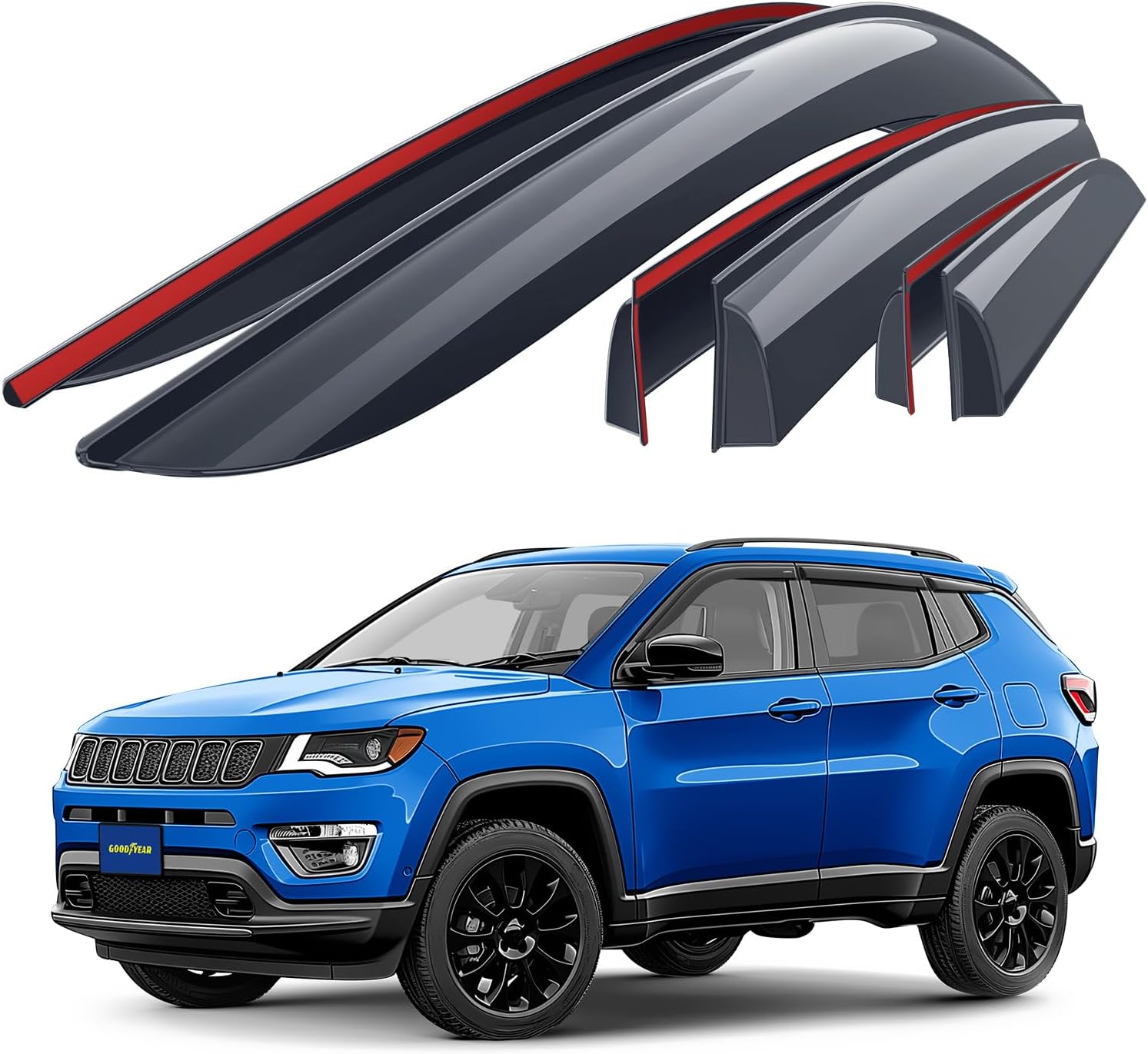 Amazon.com: Goodyear Shatterproof Window Deflectors for Jeep Compass ...