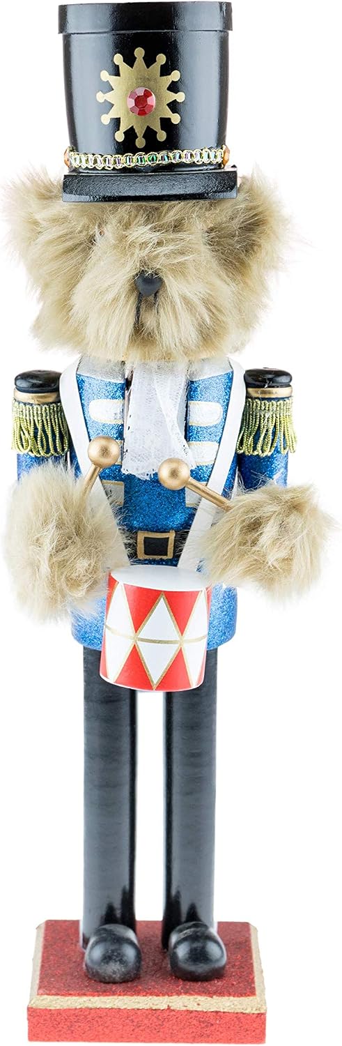 Clever Creations Teddy Bear Drummer Nutcracker | Features Fuzzy Teddy ...