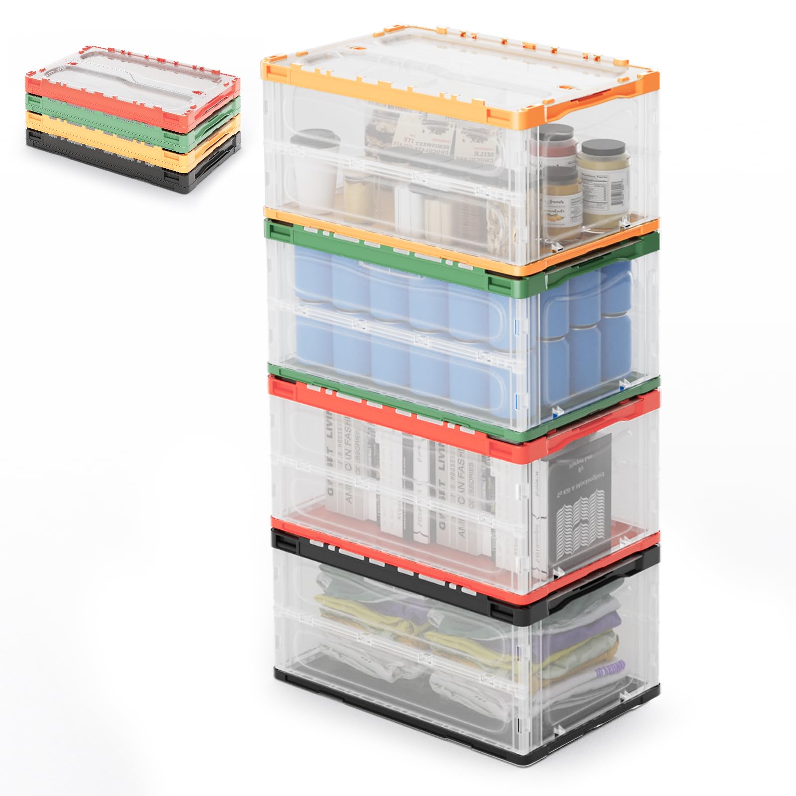 Amazon.com - DORTALA 4 Packs 48 Gal Collapsible Storage Bins with Lids, Stackable Utility Crate ...