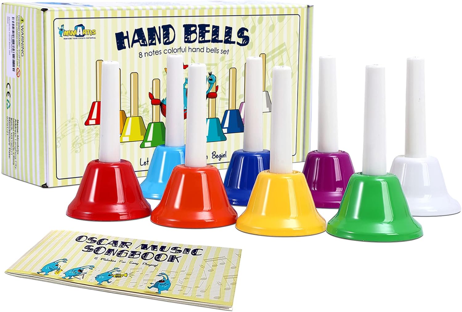 Amazon.com: MINIARTIS Hand Bells for Kids | 8 Notes Diatonic Colorful ...