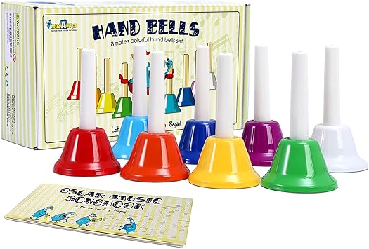 Amazon.com: MINIARTIS Hand Bells for Kids | 8 Notes Diatonic Colorful ...