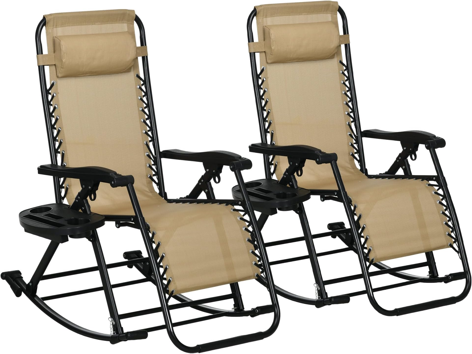 Amazon.com: Outsunny 2 Pieces Outdoor Rocking Chairs, Foldable ...