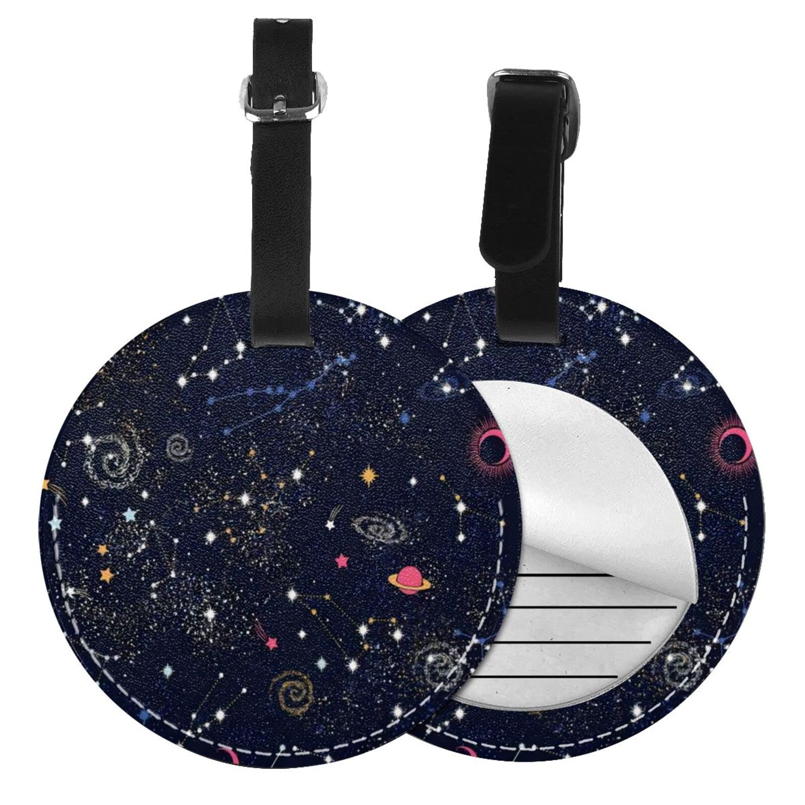 TOPUNY Constellation Star Clusters Galaxies Printed Round Leather ...