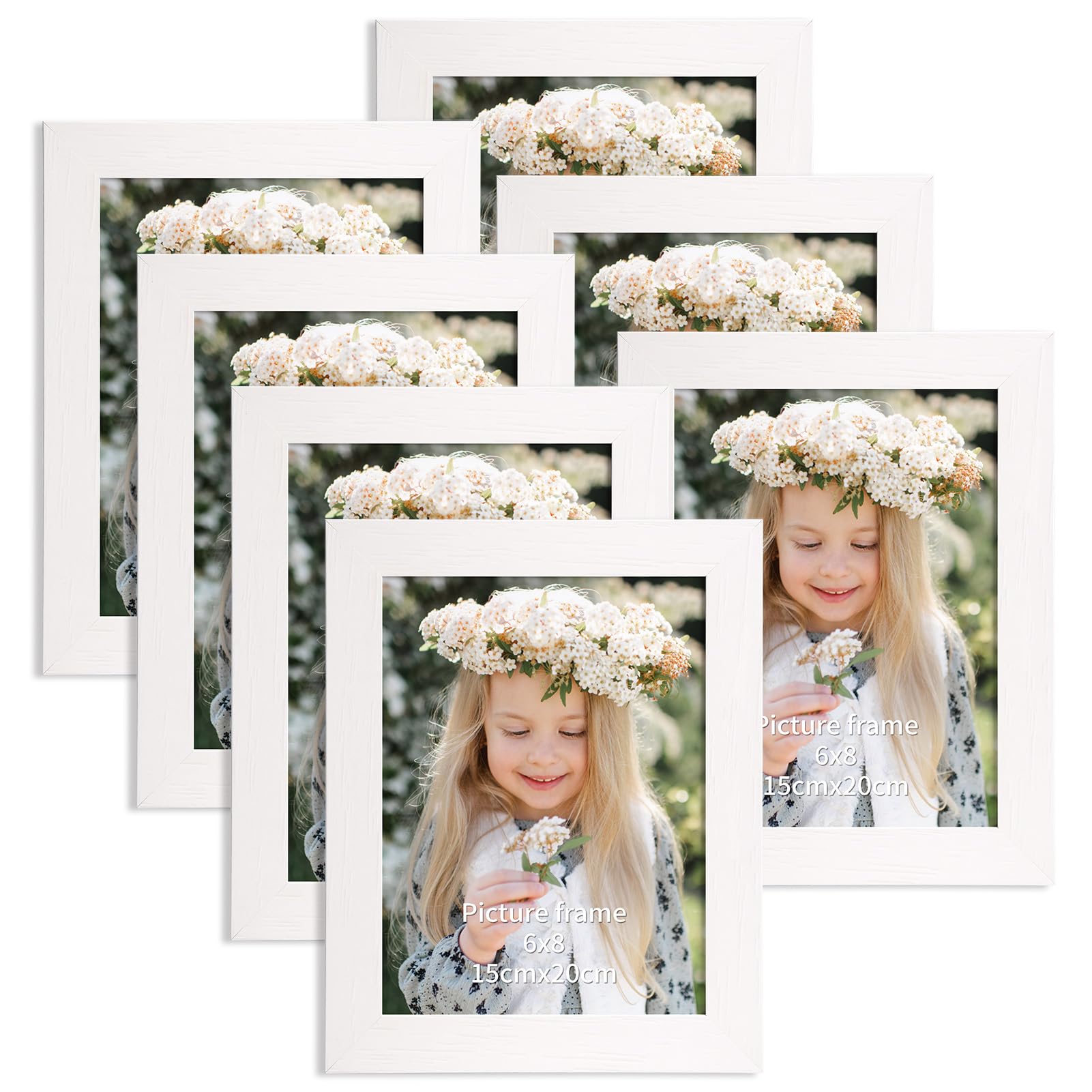 Vasemouh 8x6 Photo Frames Set of 7, White 6x8 Picture Frames for Photos ...