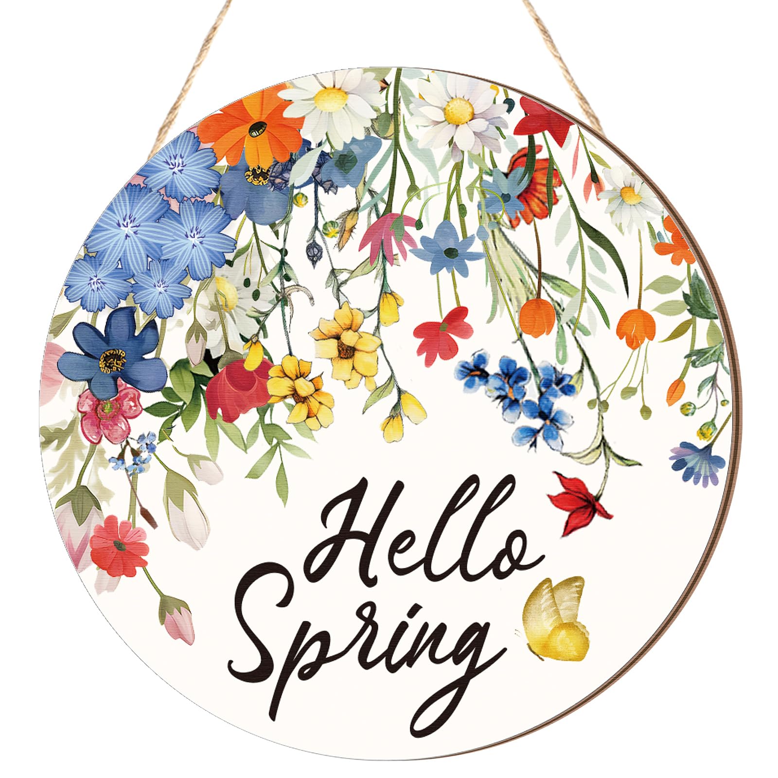 Amazon.com: Chunful Hello Spring Door Sign for Front Door 11.8 Inches ...