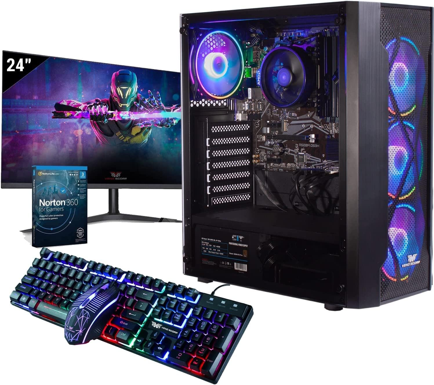 Veno Scorp Gaming PC – 24" Monitor Bundle AMD Ryzen 5 5500 GTX 1630 4GB ...