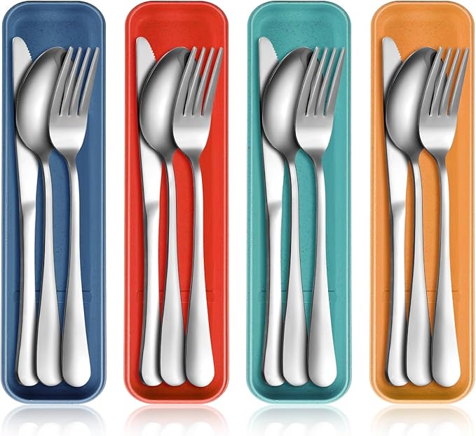 Amazon.com: Yinkin 4 Pack Portable Travel Utensils Set with Case ...