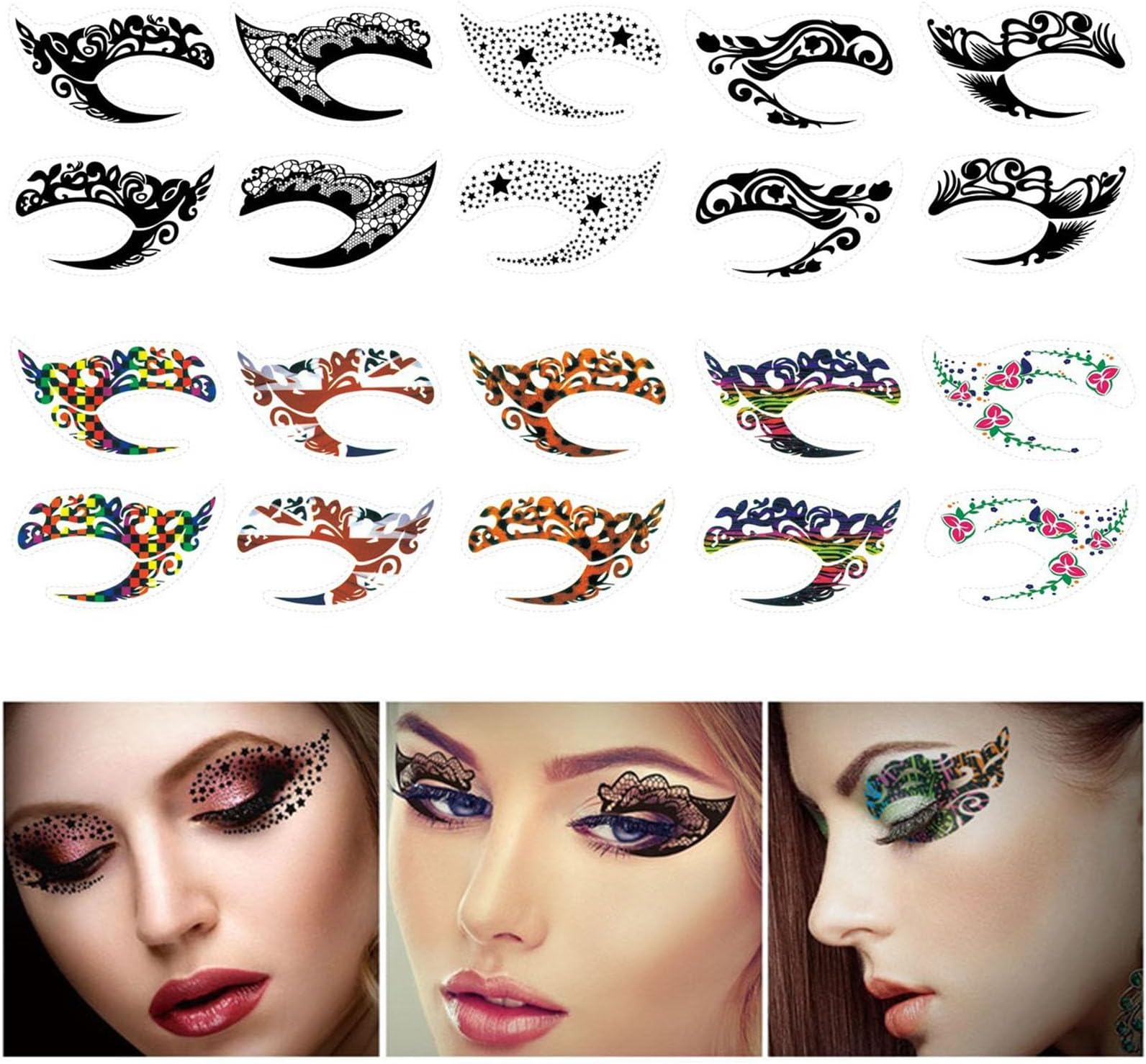 Amazon.com : Eye shadow Tattoo Sticker 20pcs /10 Pairs Temporary Eye ...