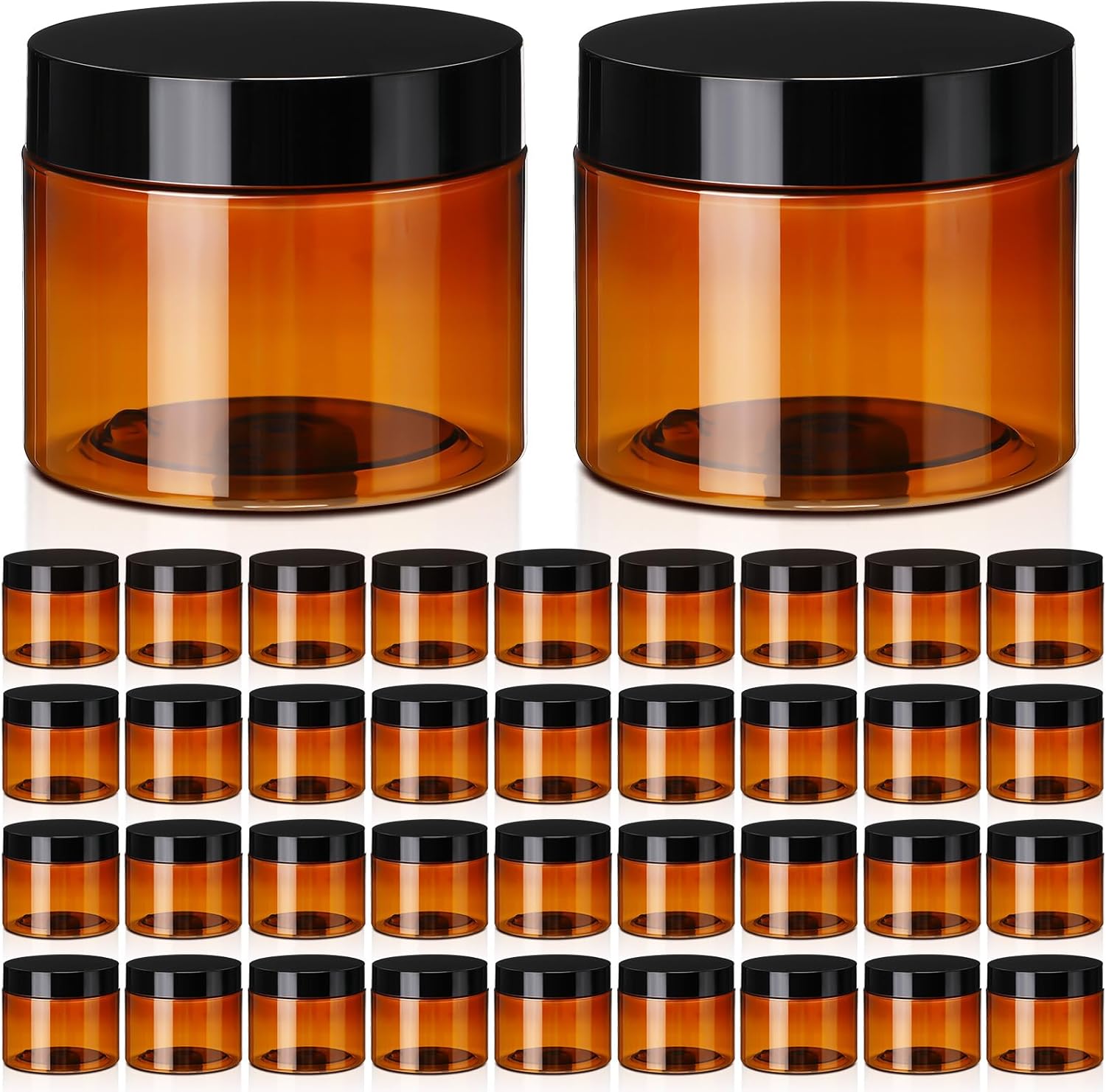 Amazon.com: Tanlade 40 Pcs Amber Plastic Jars with Lids Round Cosmetic ...