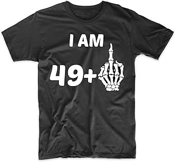 Amazon.com: I Am 49 Plus Middle Finger Skeleton Bones Funny 50th ...
