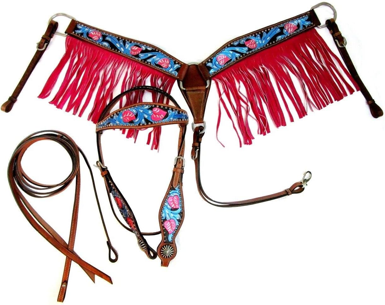 Amazon.com: Western Horse Headstall Bridle Breast Collar Tack Set ...