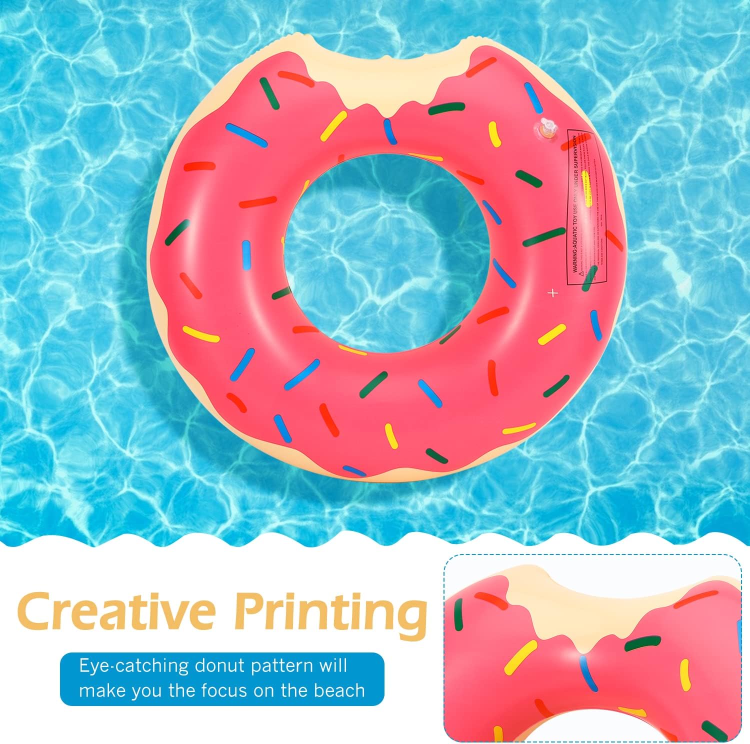 Swim Rings, Durable PVC Swimming Tube Water Fun Inflatable Pool Float ...