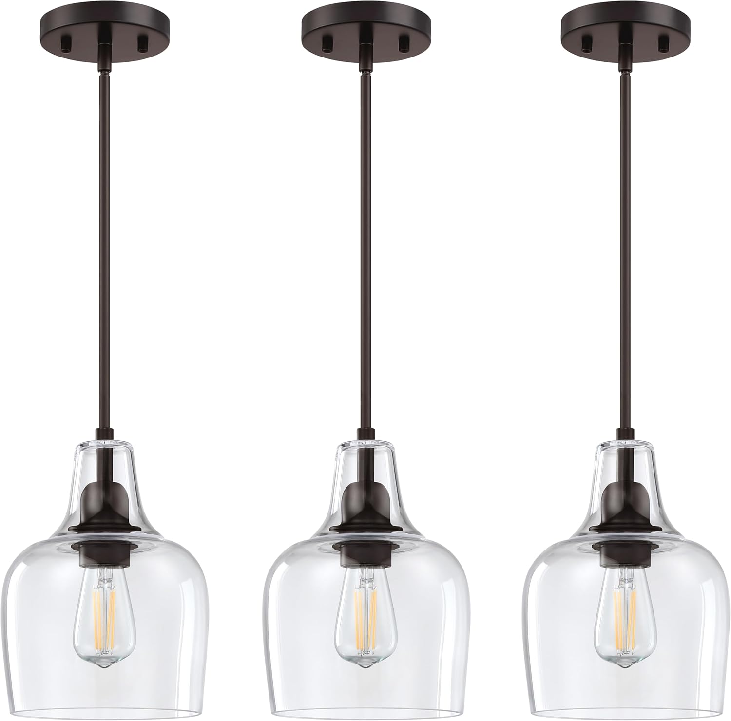 3 Pack 1 Light Hanging Rod Indoor Kitchen Island Pendant Ceiling Light ...