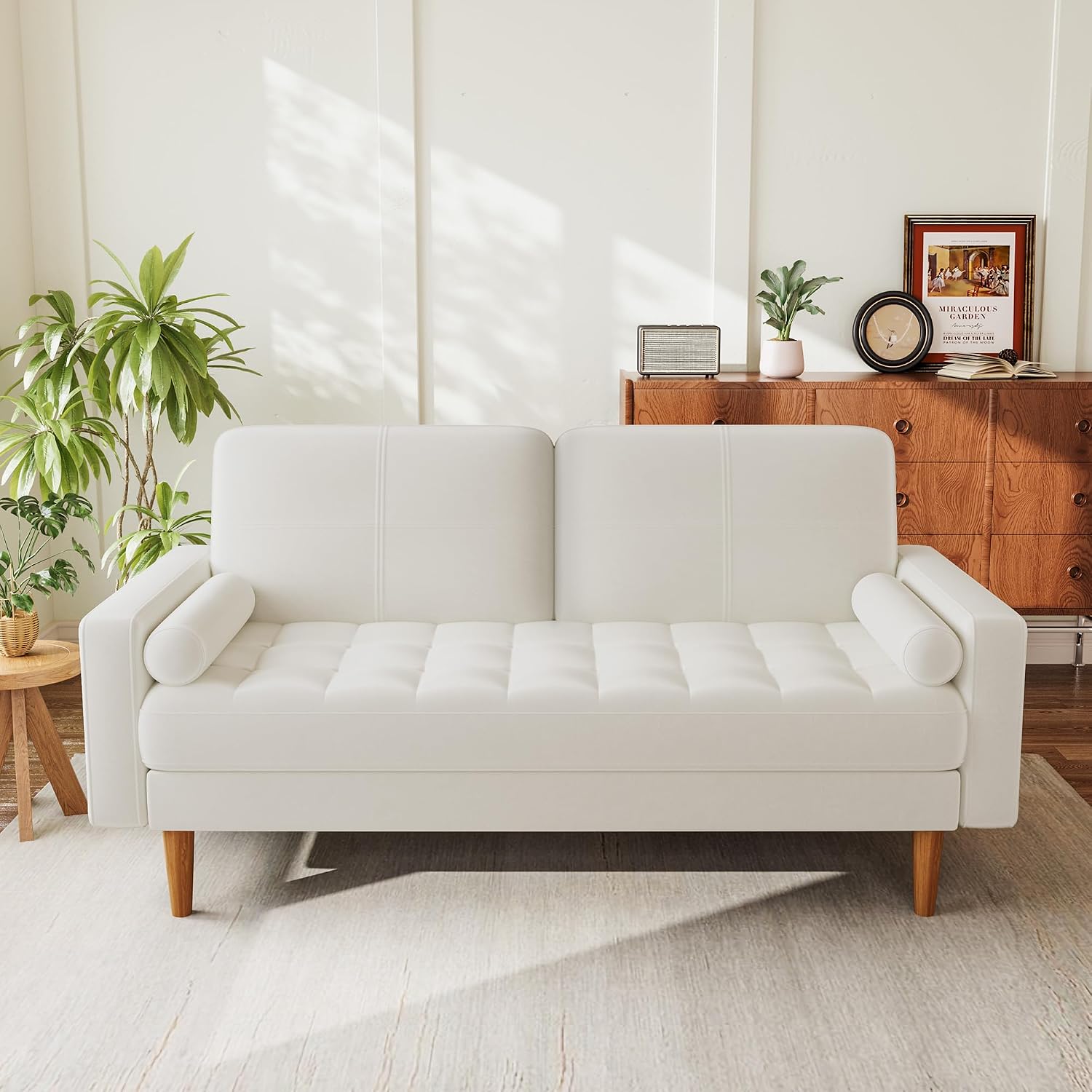Amazon.com: Vipbear 57" Small Loveseat Sofa, Comfy Velvet Mini Love ...