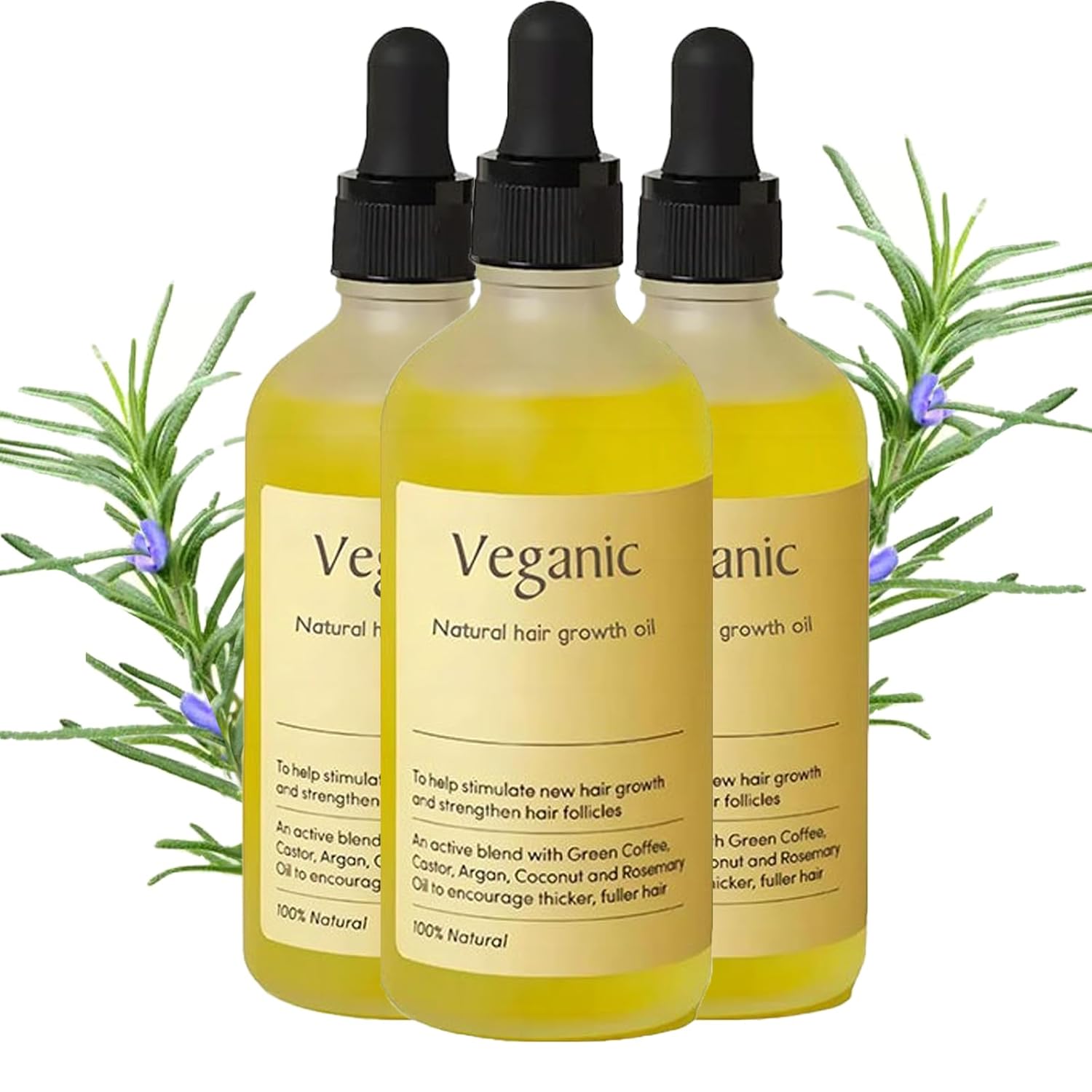 Amazon.com : Veganic Natural Hair Growth Oil (3 PCS) : Beauty & Personal Care