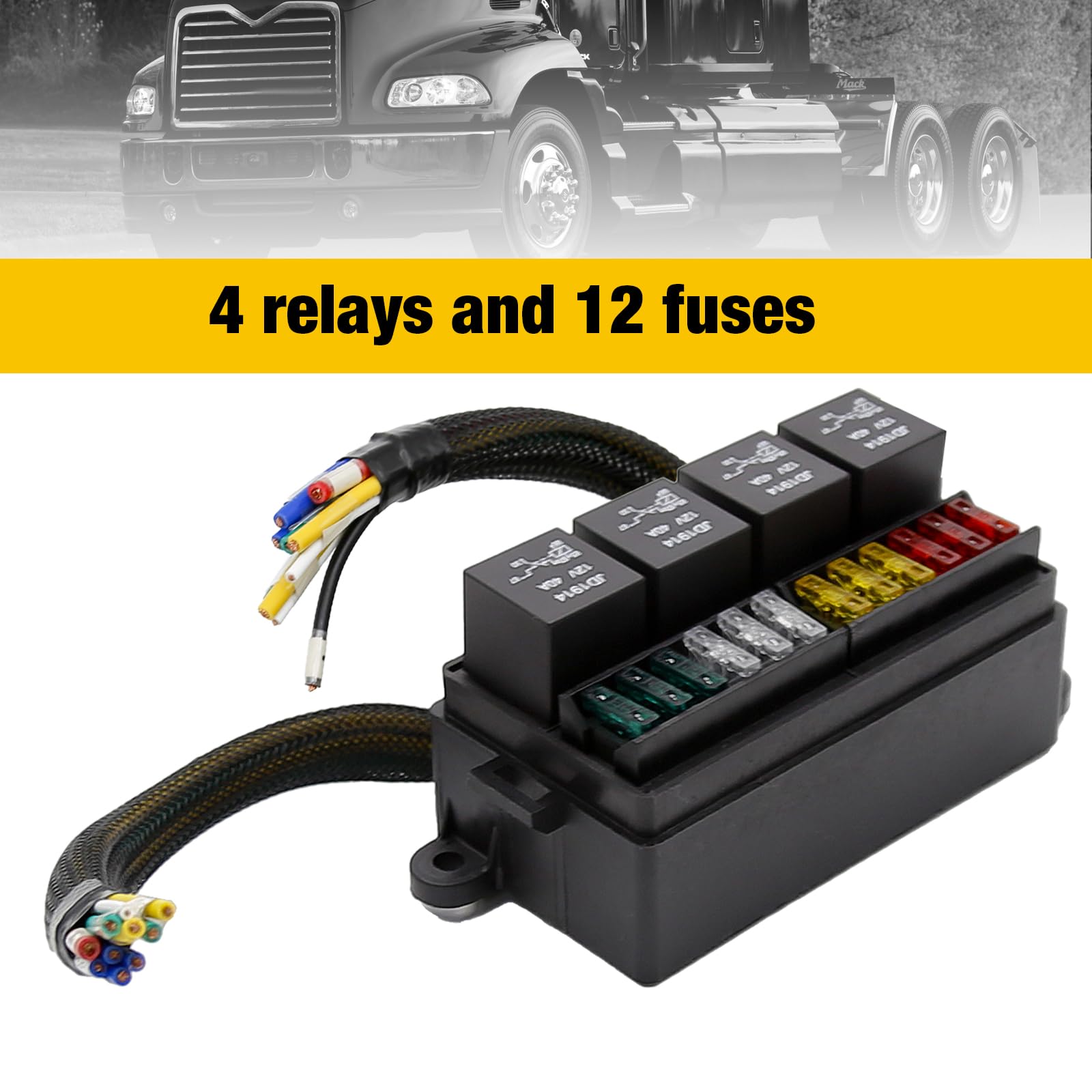 Fuse Box 12 Volt Fuse Relay Box Pre-Wired Fuse And Relay Box With 4 ...