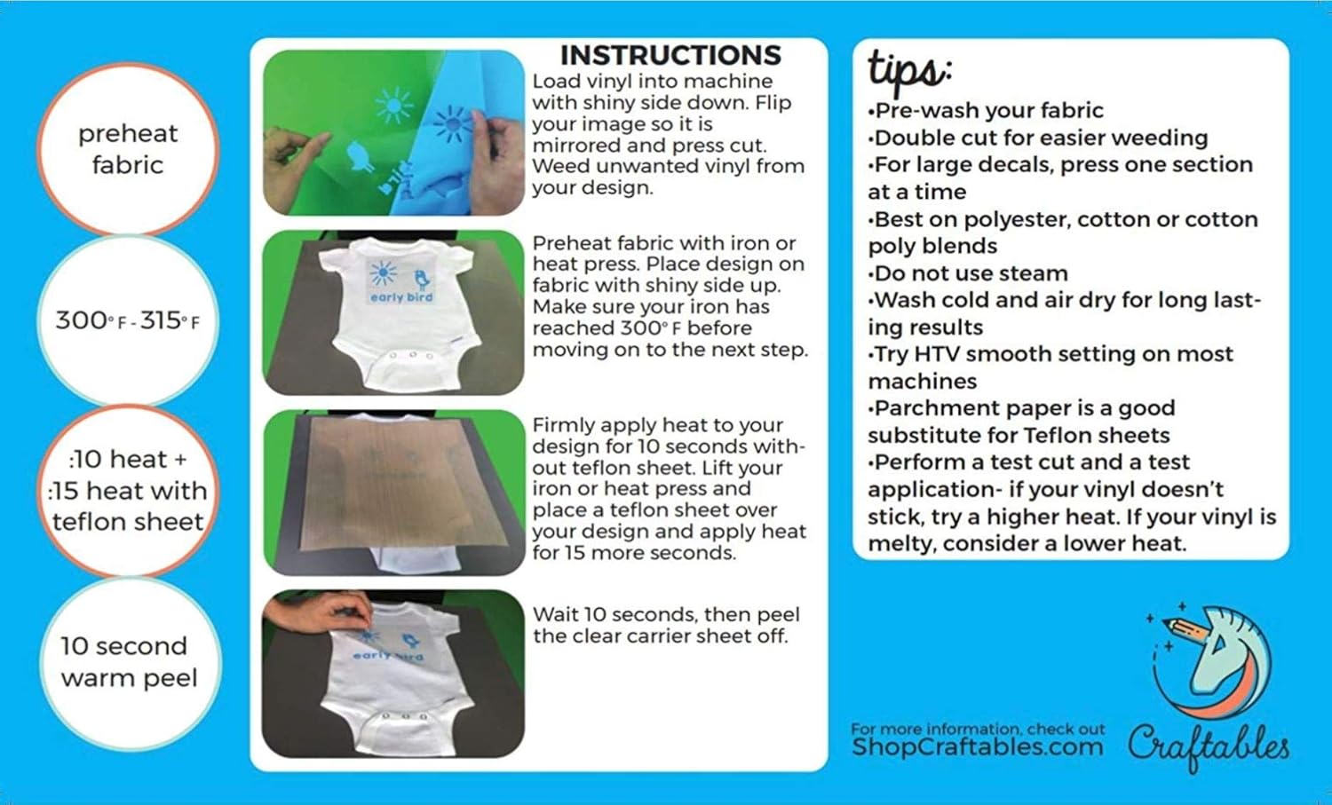 Craftables – Láminas y rollos de vinilo de transferencia térmica para ...