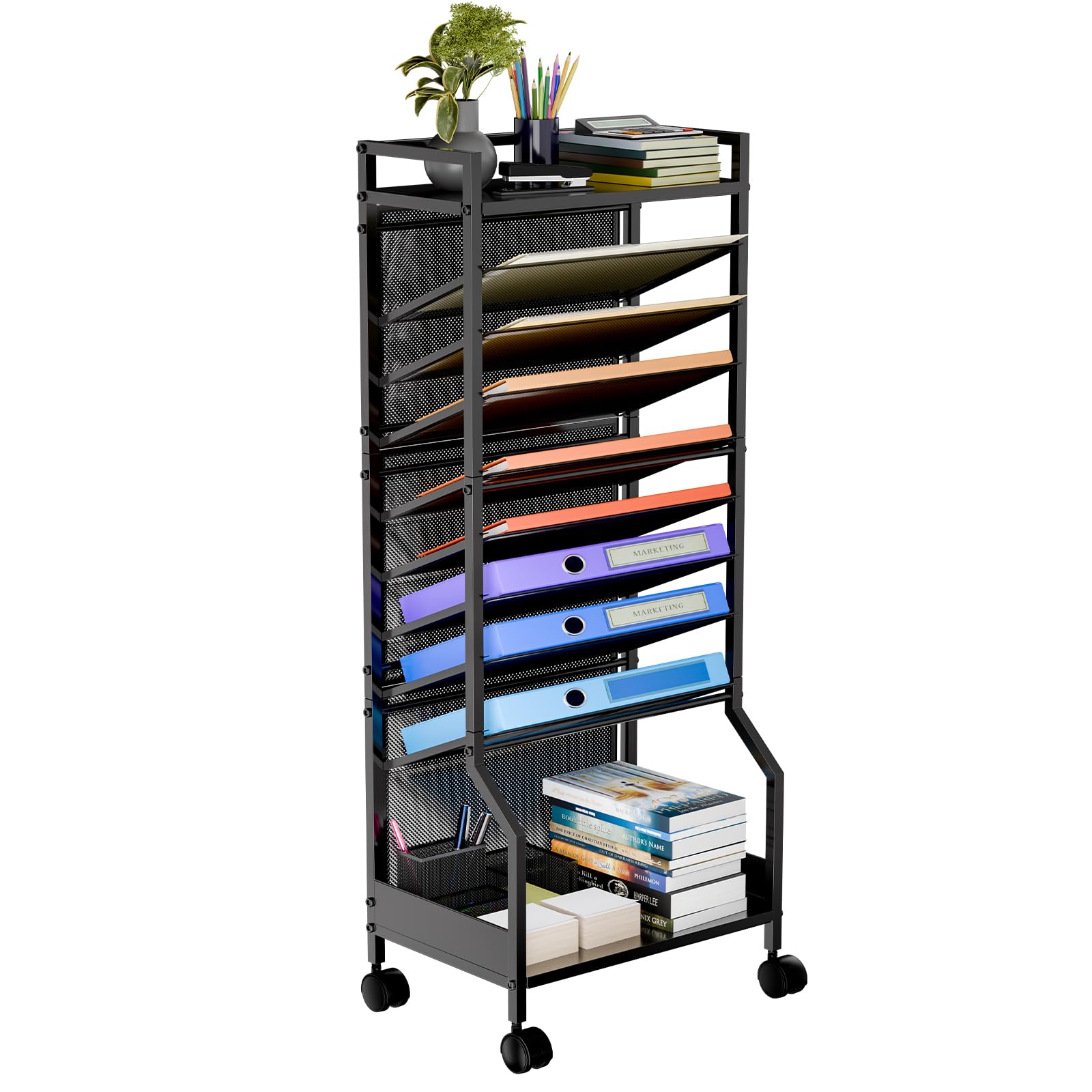 Amazon.com : Simple Trending 10 Tier Rolling File Cart, Desk File ...