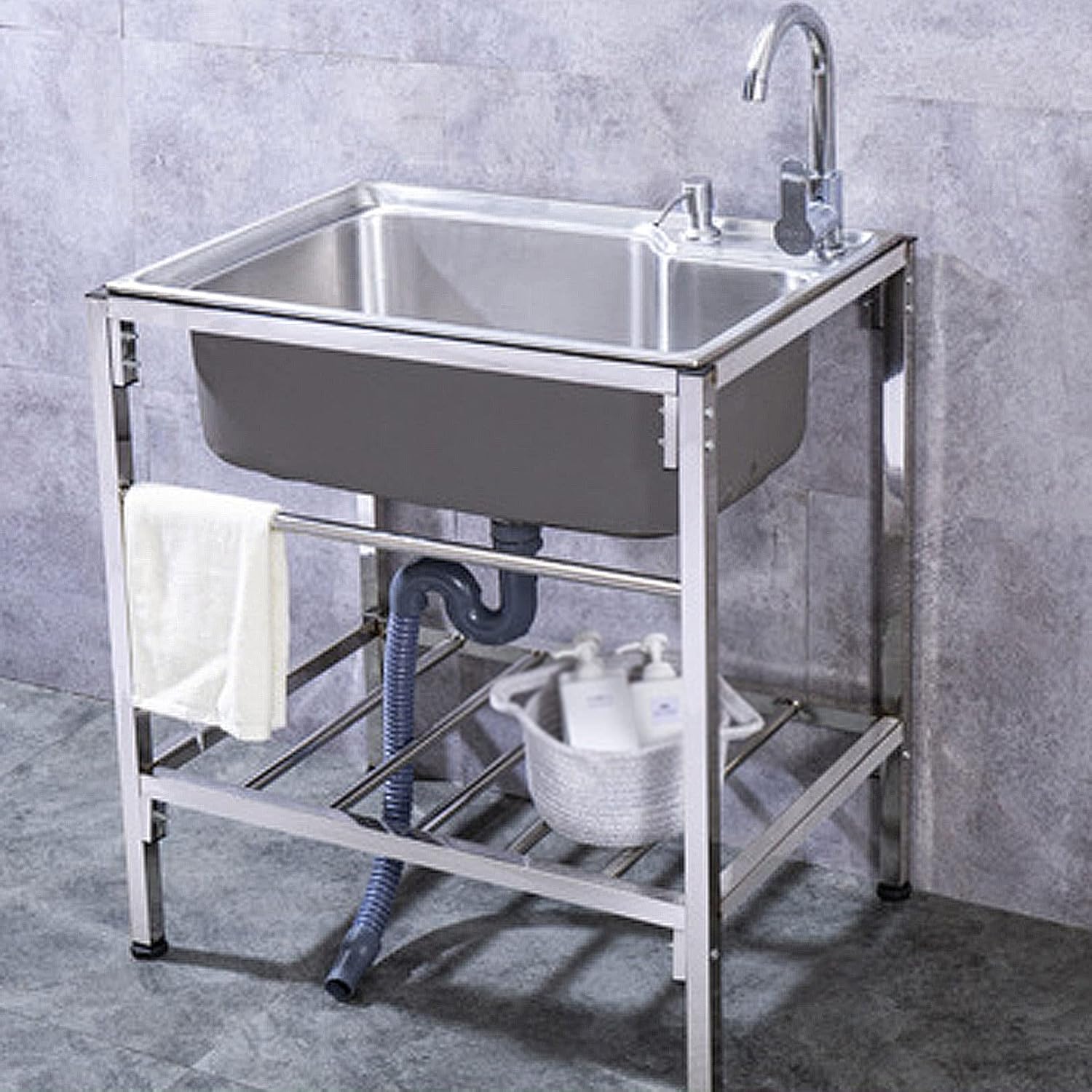 Stainless Steel Sink, Single Bowl Commercial Restaurant Kitchen Sink ...