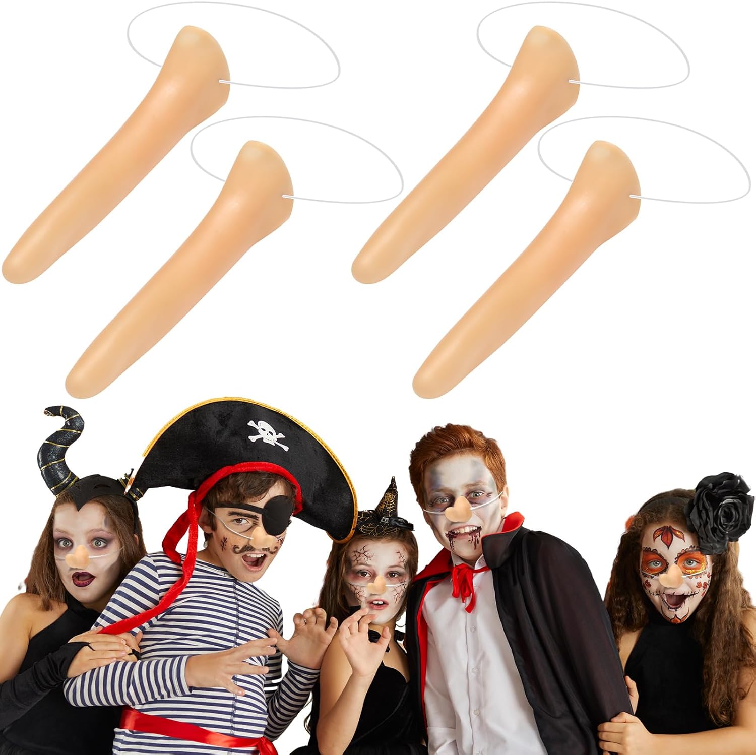 Amazon.com: Sratte 4 Pcs Halloween Funny Witch Long Nose Fake Nose ...
