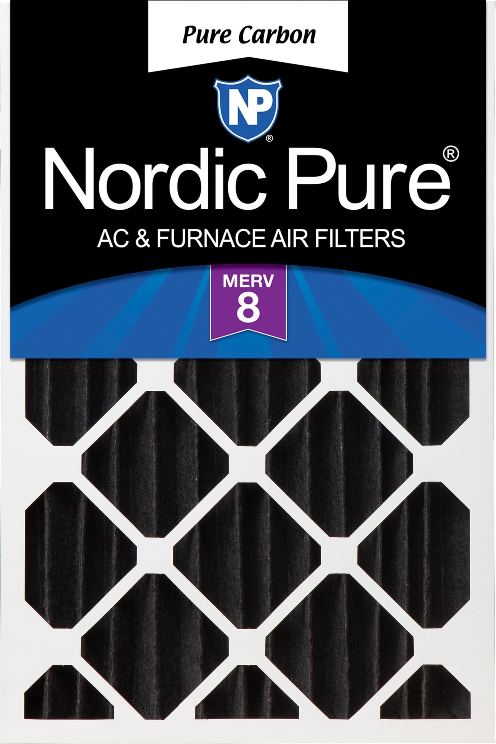 Nordic Pure 16x25x4 (15 1/2 x 24 1/2 x 3 5/8) Pure Carbon Pleated Odor ...