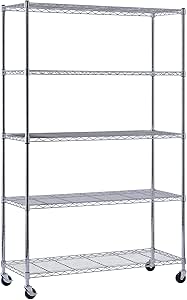 Amazon.com: Muscle Rack 5 Tier Mobile Wire Chrome Shelving Unit 48" W x ...