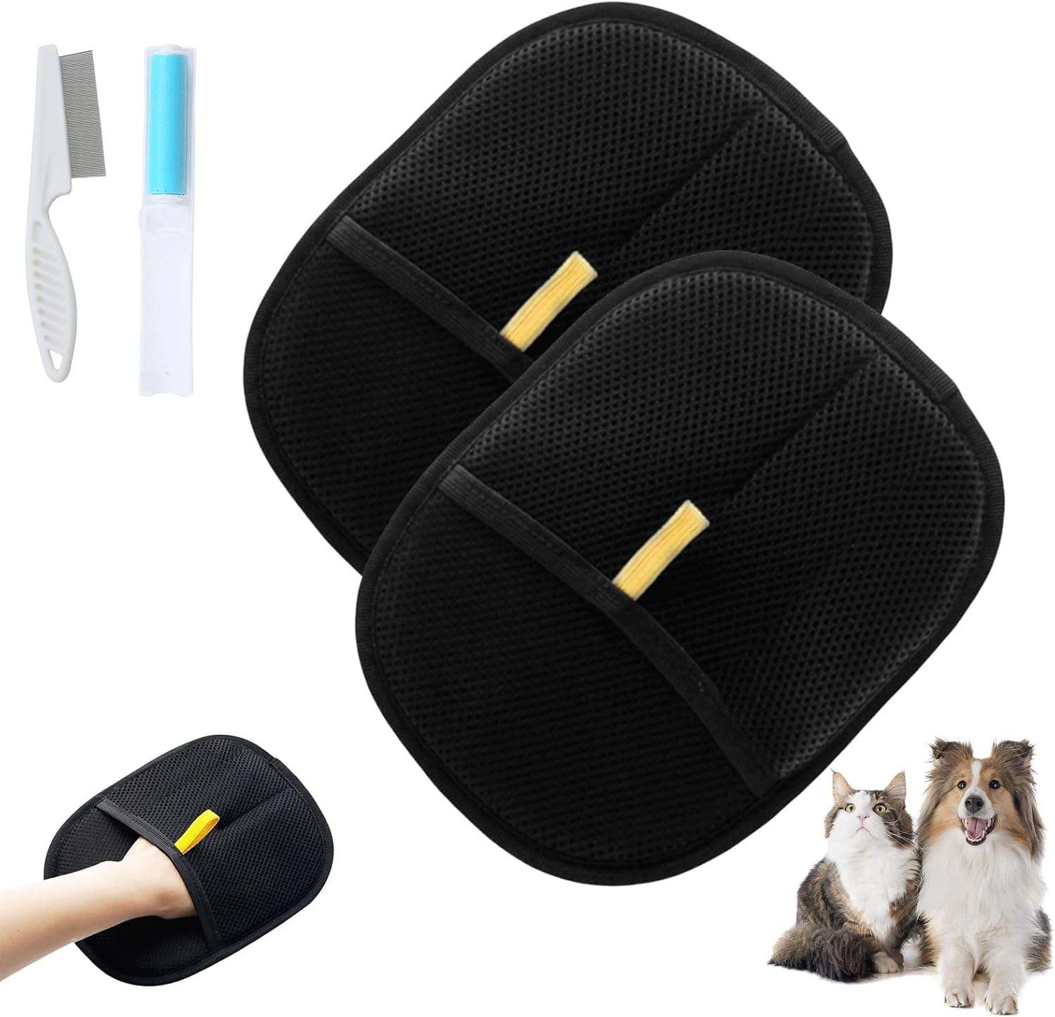 Yomi Pet Hair Remover Glove,Celery Pets Double Sided Grooming Glove,Pet ...