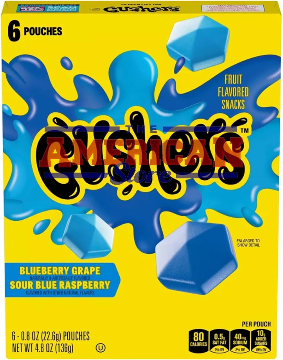 Gushèrs Fruit Snacks Blueberry Grape & Sour Blue Raspberry Pouches I 6 ...
