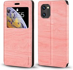 Amazon.com: Shantime Viewable Window Leather Flip Case Compatible with ...