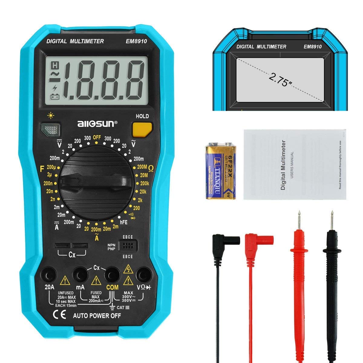 Buy Allsun Electrical Digital Multimeter Multi Multimeters Tester ...