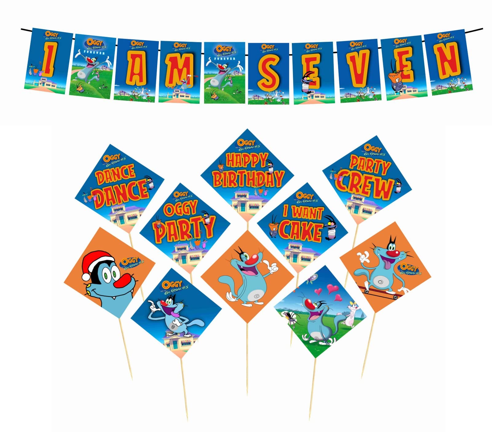 Partyzon Oggy Theme Props Banner Swirls For Oggy Theme Birthday ...