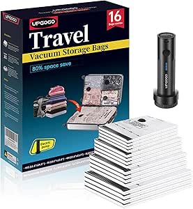 Amazon.com: UPGOGO Combo 16 Pack Travel Vacuum Bags for Luggage with Portable Electric Pump ...