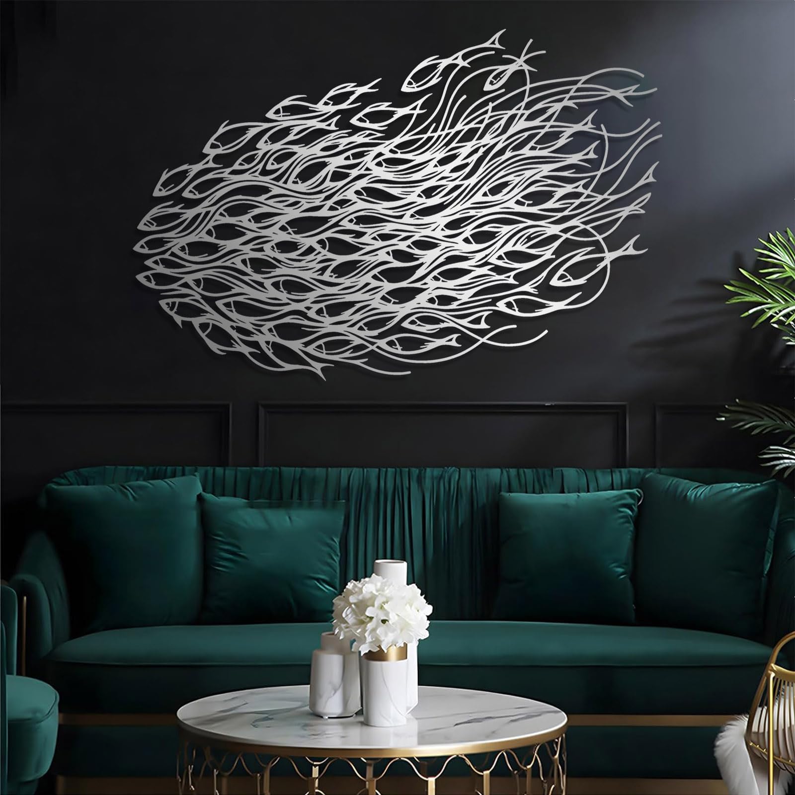 Amazon.com: School of Fish Metal Wall Art, Fish Flock Metal Wall Decor ...