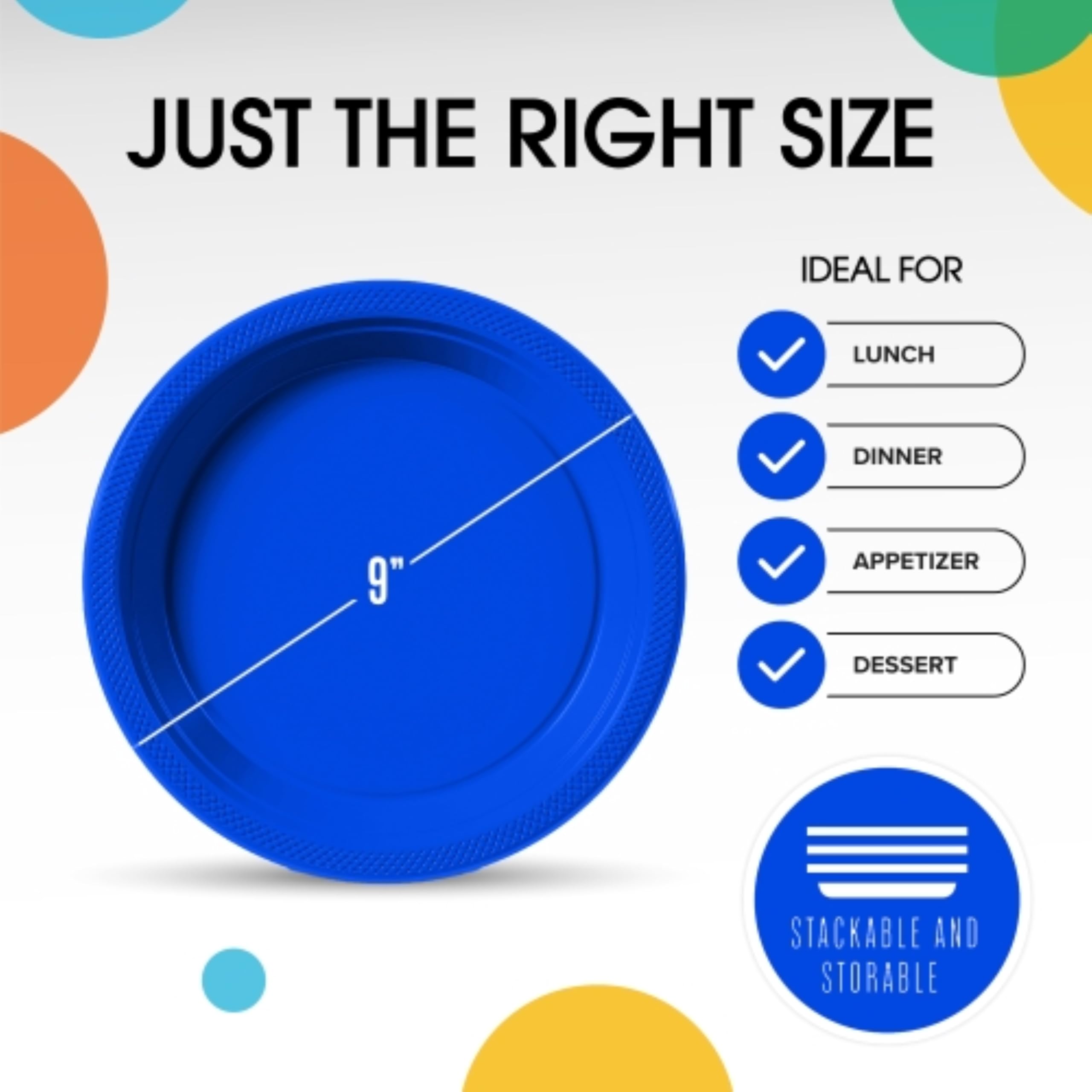 Snapklik.com : Party Solids Dark Blue Plastic Plates For Party Supplies ...