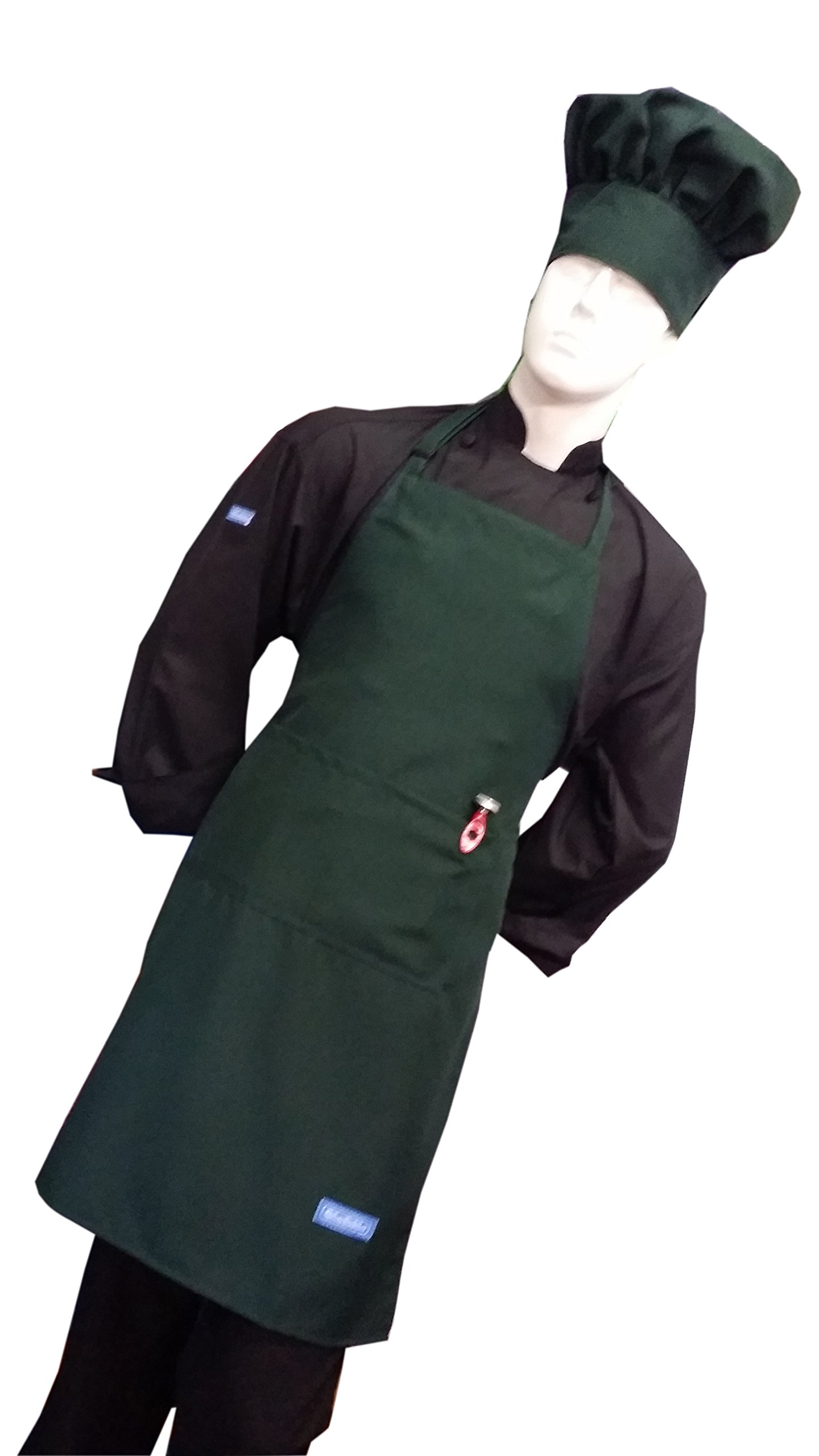 Amazon.com: Green Color Barista Lightweight Comfortable Set Apron & Hat ...