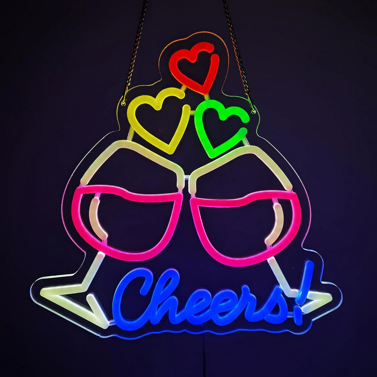 Diyida Cheers LED Neon Light Sign for Beer Bar Club Bedroom Office ...