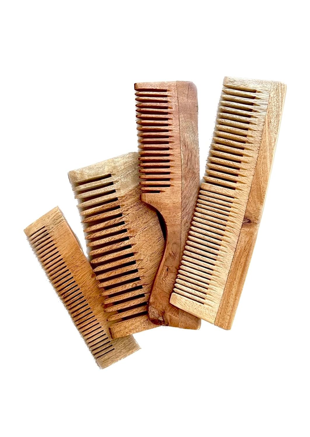 Buy NEEM WOOD COMBS - SET of 4 COMBO - Kacchi Neem Wooden Comb - Multi ...