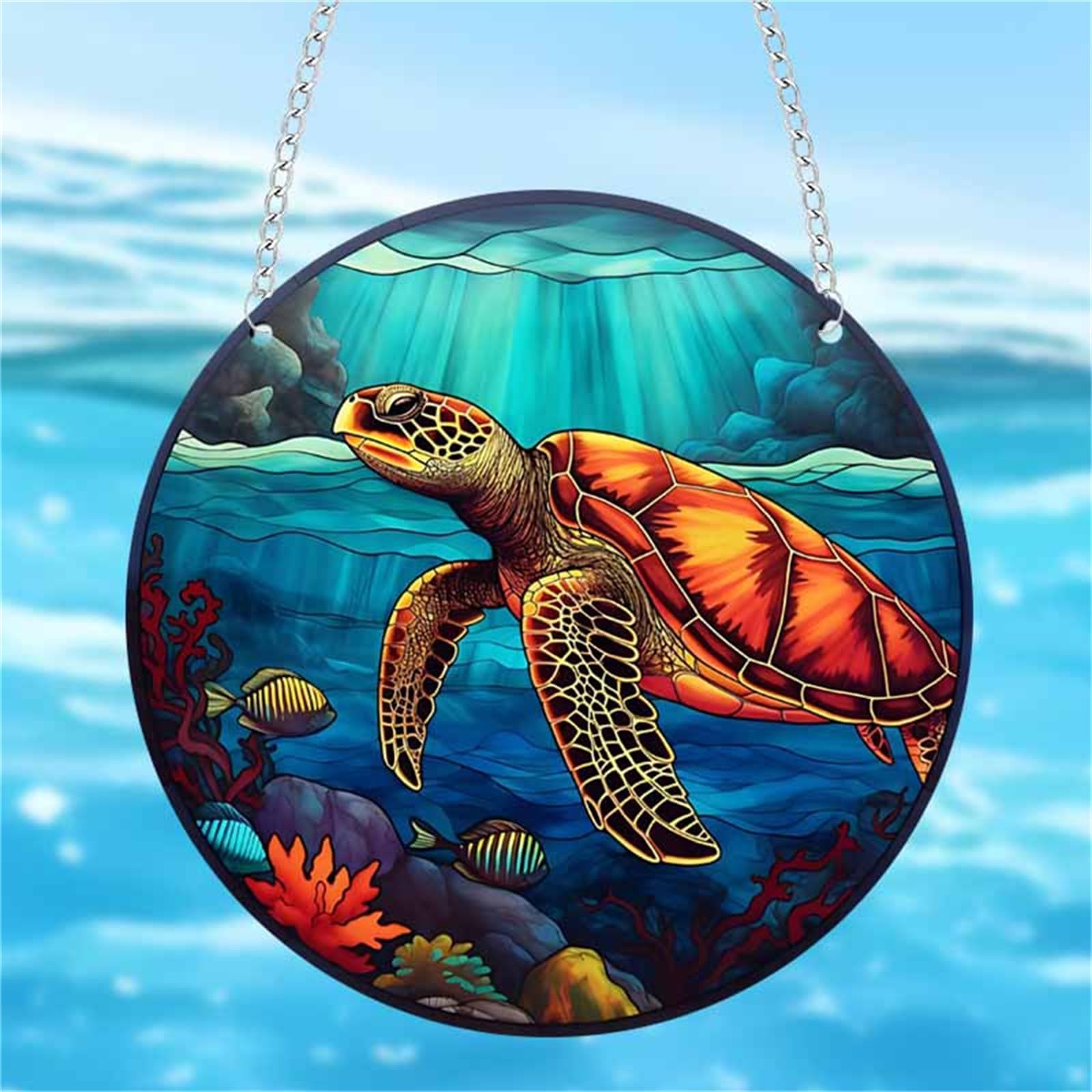 Amazon.com: 1 Piece Sea Turtle Decor Stained Window Hangings Sea Turtle ...
