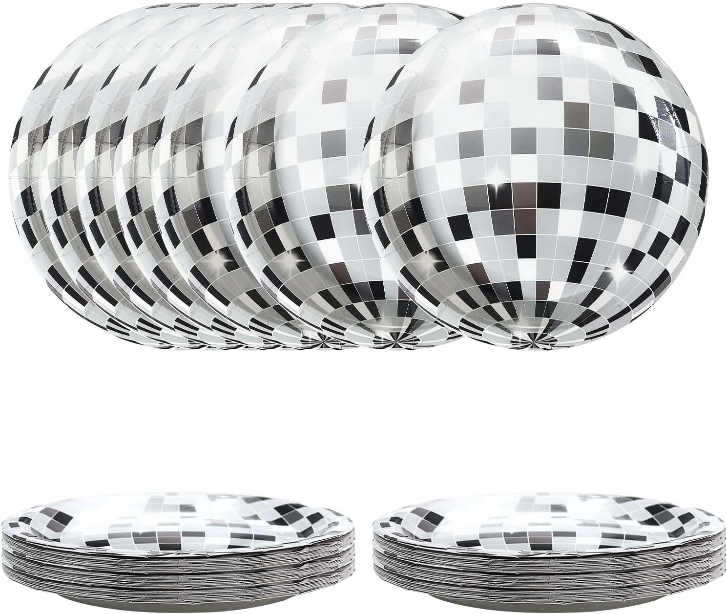 Amazon.com: SietDESEO 50 PCS Disco Ball Plates 7 Inch Disco Paper ...