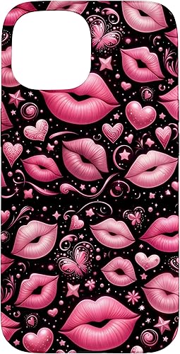 Amazon.com: iPhone 15 Hearts Stars and Pink Kisses Mark Lipstick Lip ...