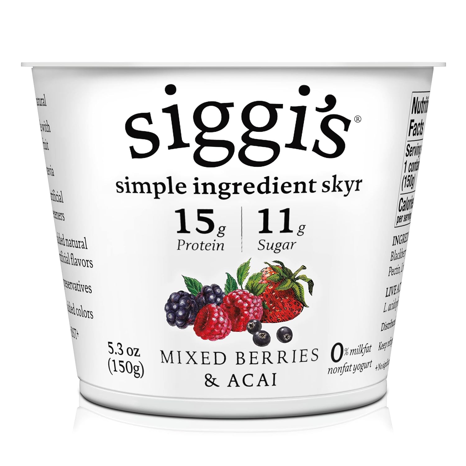 Amazon.com: siggi's® Icelandic Strained Nonfat Yogurt, Acai Mixed Berry ...