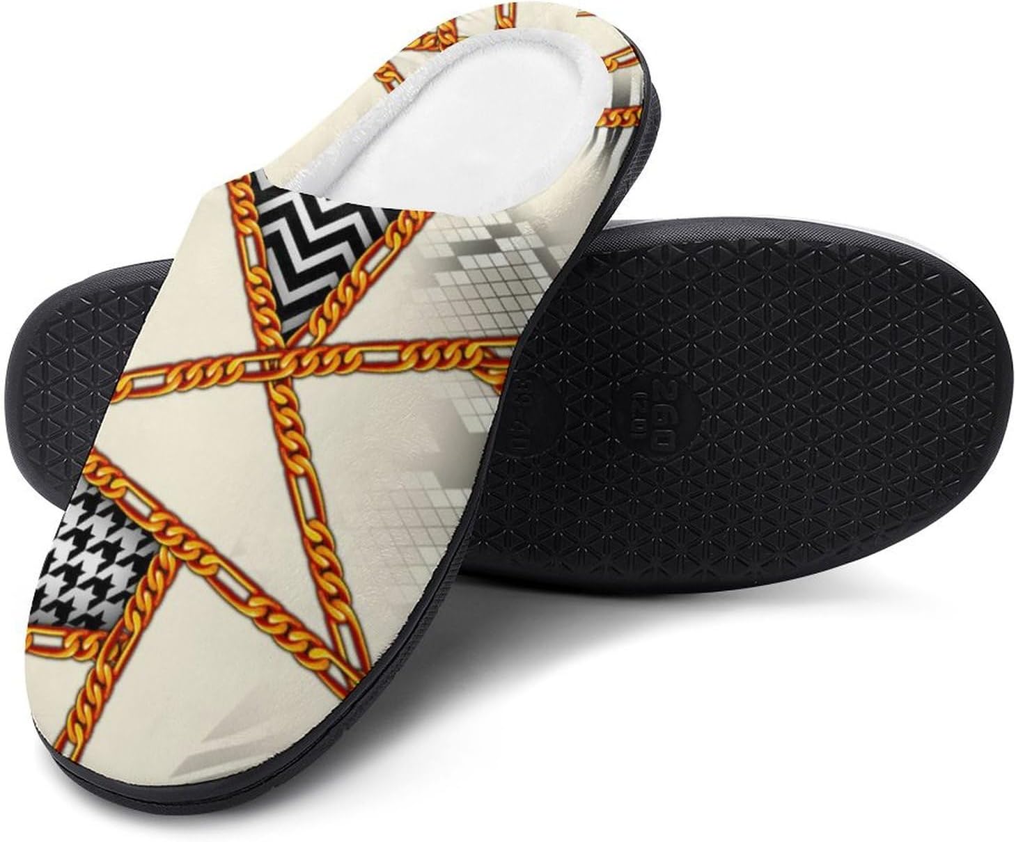 Chain And Snake Zebra Skin Mens House Slippers Comfy House Shoes Indoor ...